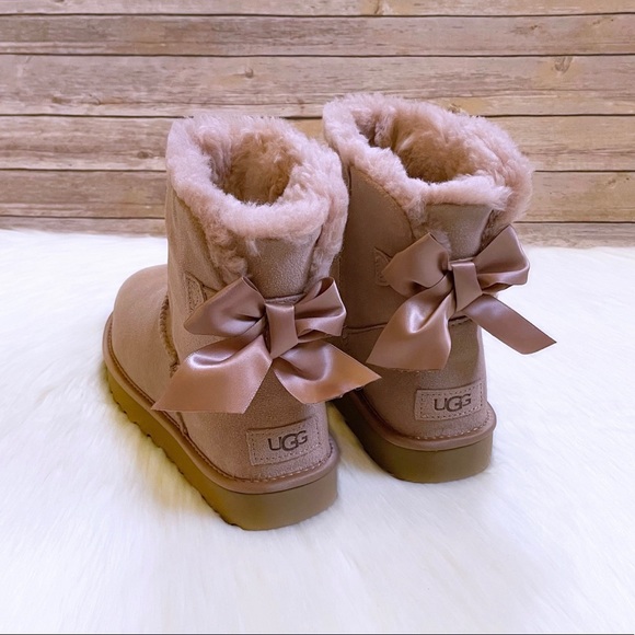 UGG | Shoes | Ugg Mini Bailey Bow Satin Boots In Arroyo | Poshmark